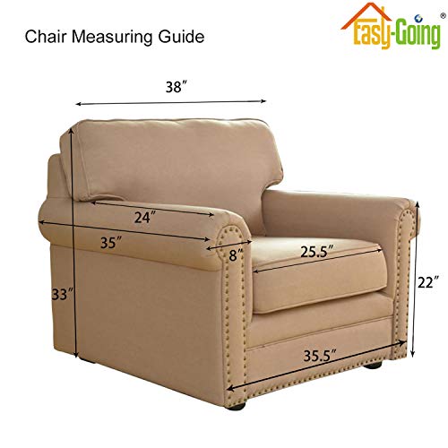 Easy-Going Stretch Chair Sofa Slipcover 1-Piece Couch Sofa Cover Furniture Protector Soft with Elastic Bottom for Kids, Pet. Spandex Jacquard Fabric Small Checks (Chair, Cream)