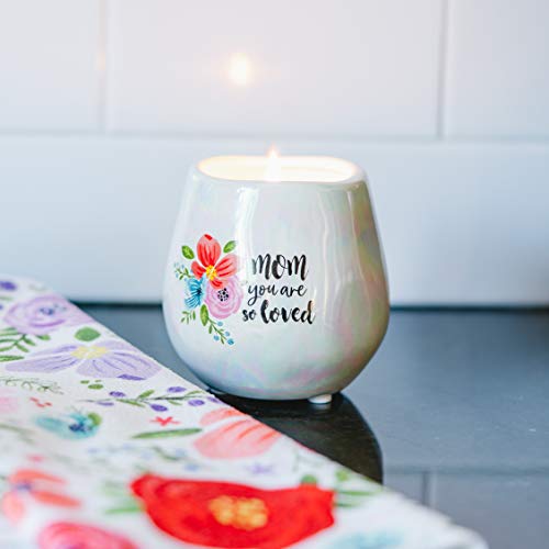 Pavilion - Mom You Are So Loved - 8 Oz 100% Soy Wax Candle With Cotton Wick In Stoneware Vessel Serenity Scented