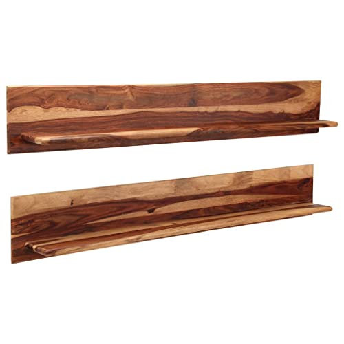 vidaXL 2X Solid Sheesham Wood Wall Shelves Heavy Duty Natural Grain Floating Storage Rack Wall-Mounted Shelf Plank66.5