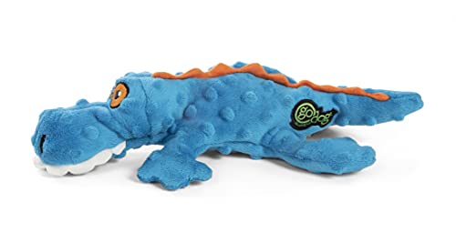goDog Gators With Chew Guard Technology Tough Plush Dog Toy, Blue, Large (774019)