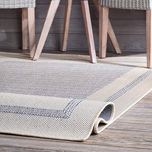 nuLOOM Charter Bordered Solid Indoor/Outdoor Area Rug, 6' 7" x 9', Light Grey