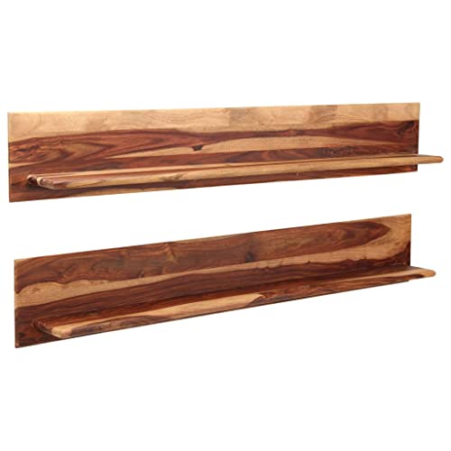 vidaXL 2X Solid Sheesham Wood Wall Shelves Heavy Duty Natural Grain Floating Storage Rack Wall-Mounted Shelf Plank66.5