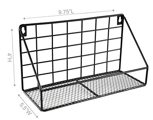 Home-X Rustic Metal Wall Floating Shelf, Small Floating Shelves for Wall, Hanging Shelf for Bedroom, Bathroom, Kitchen-9”Lx4”Wx5.5”H