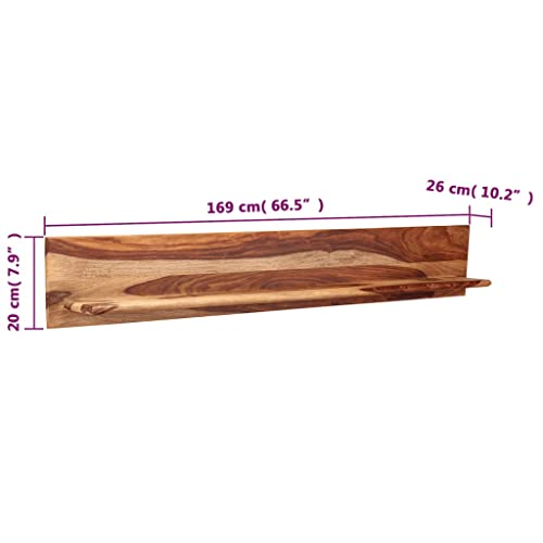 vidaXL 2X Solid Sheesham Wood Wall Shelves Heavy Duty Natural Grain Floating Storage Rack Wall-Mounted Shelf Plank66.5