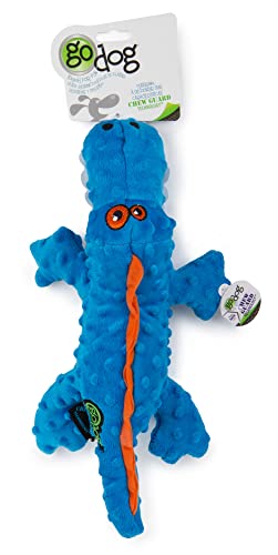 goDog Gators With Chew Guard Technology Tough Plush Dog Toy, Blue, Large (774019)