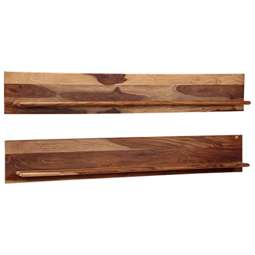 vidaXL 2X Solid Sheesham Wood Wall Shelves Heavy Duty Natural Grain Floating Storage Rack Wall-Mounted Shelf Plank66.5