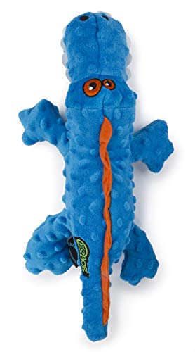 goDog Gators With Chew Guard Technology Tough Plush Dog Toy, Blue, Large (774019)