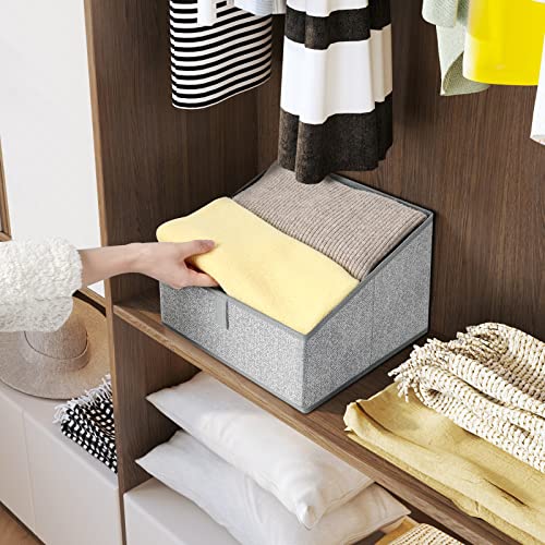 DIMJ Closet Baskets, 6 Packs Trapezoid Storage Bins, Fabric Baskets for Organizing Shelves, Foldable Storage Cube Bins for Toys, Baby Toiletry, Office Supplies, DVDs, Books