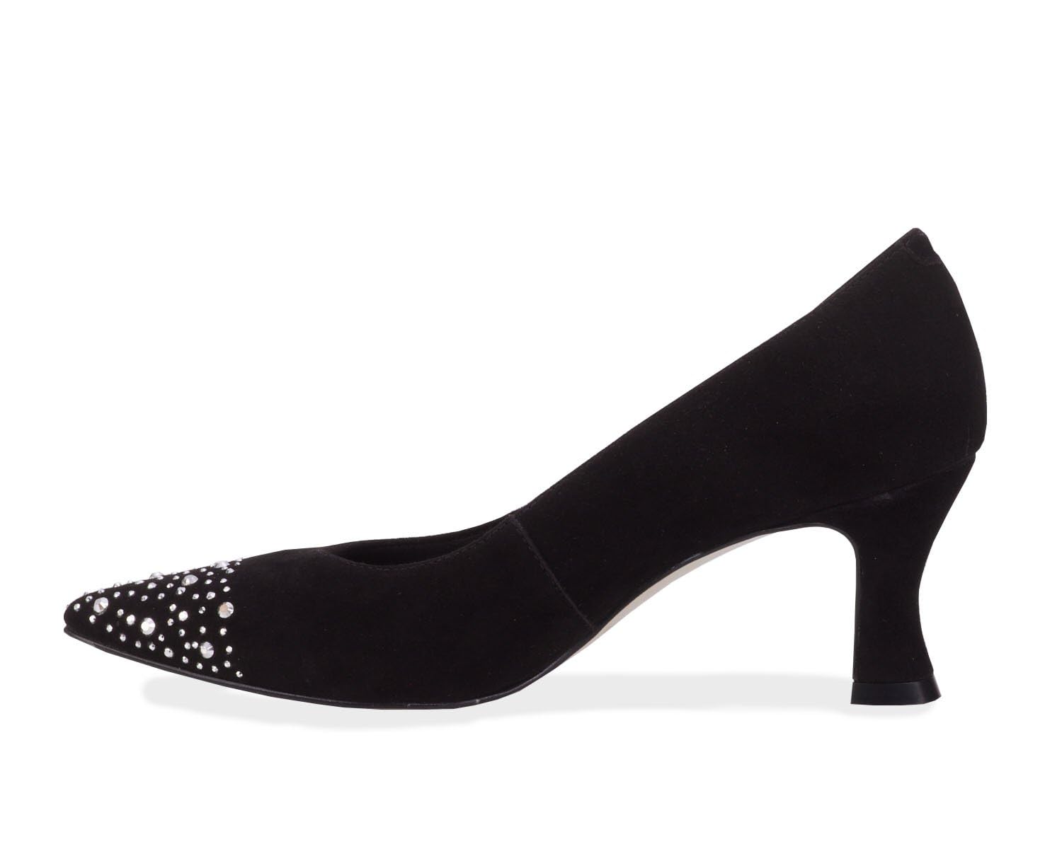 Ros Hommerson Women's Sadee Comfort Sculpted Heel Pump with Rhinestones Black Kid Suede 8.5 US Wide (D)
