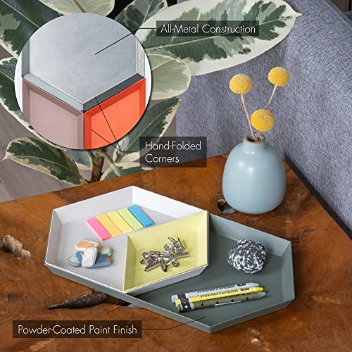 LINE+ARC ModTrays (Taro & Fig) Metal Stacking Decorative Trays for Coffee Table, Nesting, Geometric, Modern, catchall for Vanity, Jewelry, Ottoman, Housewarming