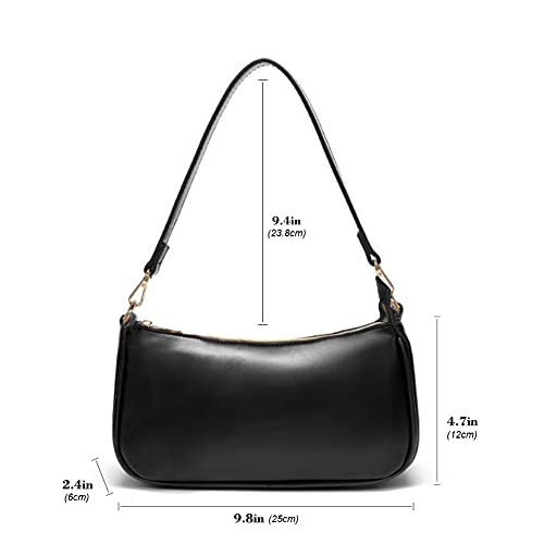 NIUEIMEE ZHOU Shoulder Bag for Women Retro Vegan Leather Classic Clutch Tote HandBags Purses with Zipper Closure