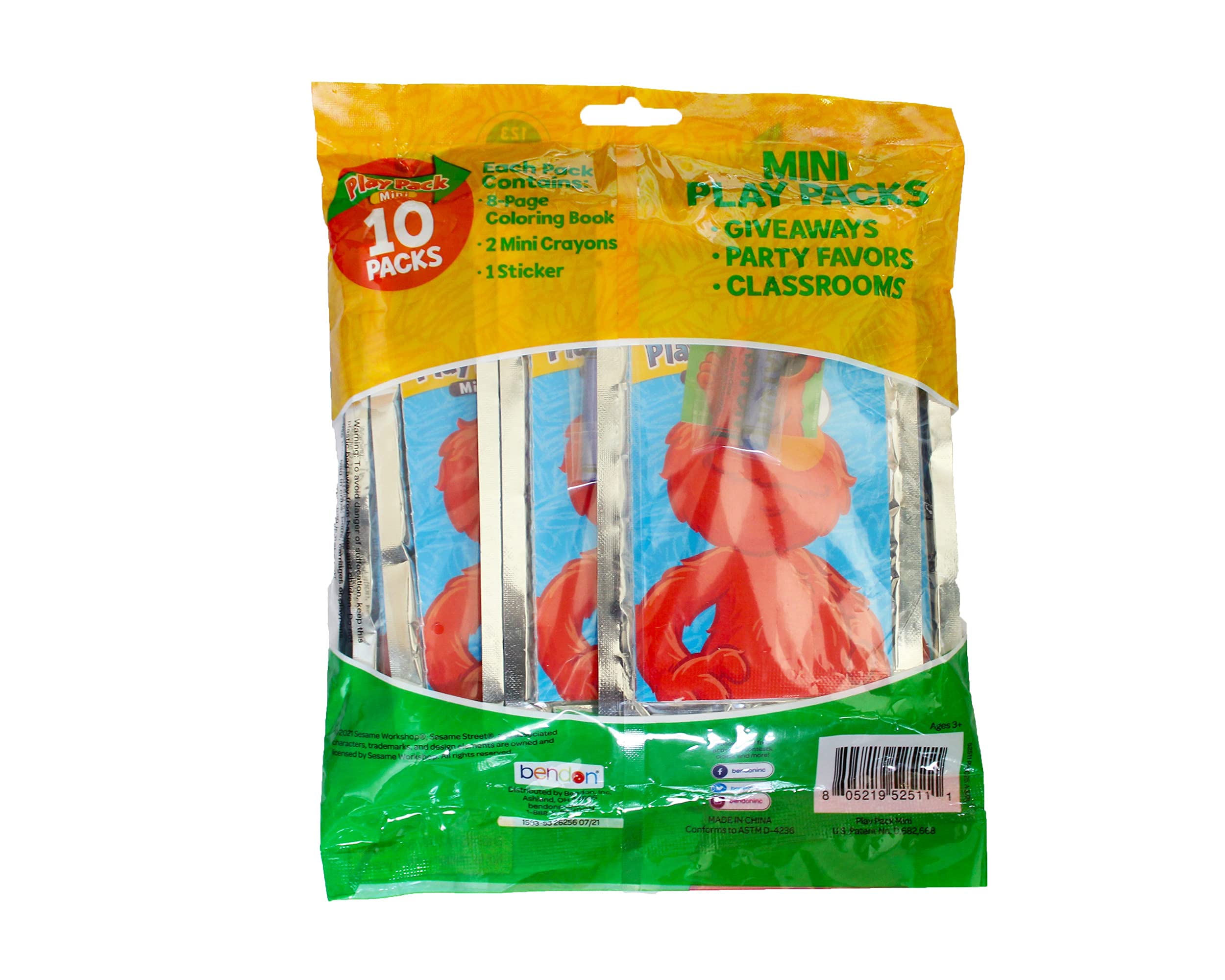 Bendon Sesame Street Mini Play Packs | Sesame Street Party Favors | Includes Mini Coloring Book, 2 Mini Crayons, and a Sticker |10-Pack | Officially Licensed (Sesame Street)
