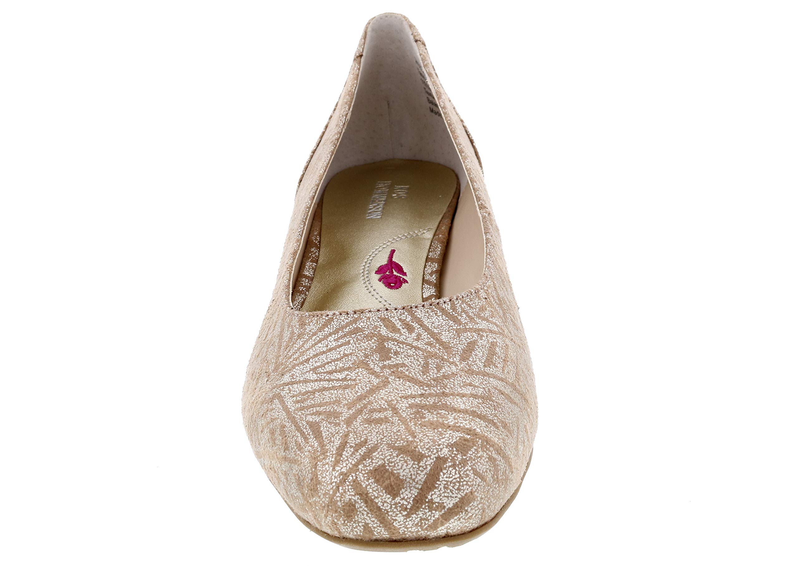 Ros Hommerson Women's Tabitha Tan Foil Print Textile Dress-Casual Wedge Pump, 12 X-Narrow (4A) US