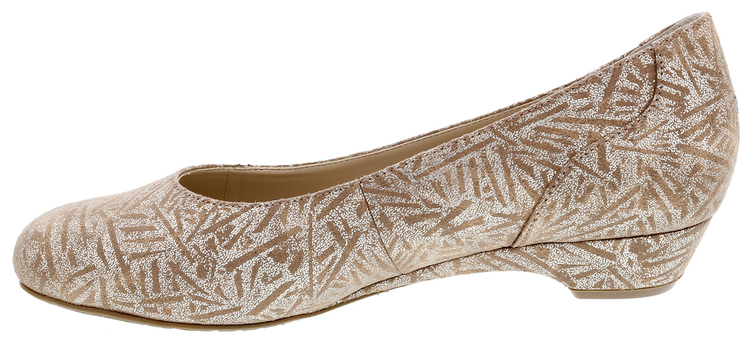 Ros Hommerson Women's Tabitha Tan Foil Print Textile Dress-Casual Wedge Pump, 12 X-Narrow (4A) US