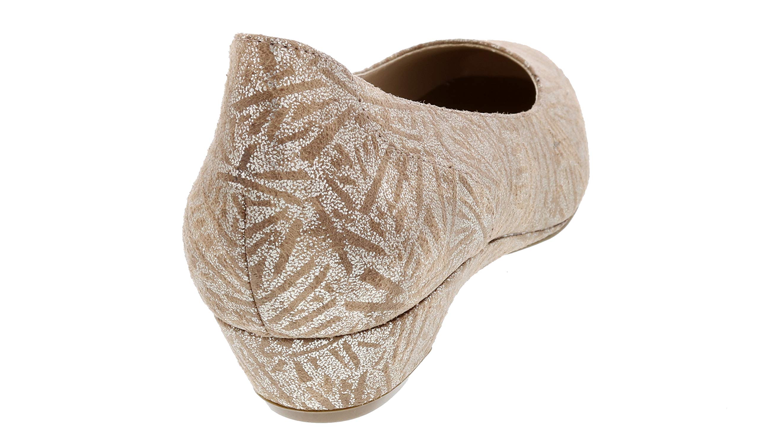 Ros Hommerson Women's Tabitha Tan Foil Print Textile Dress-Casual Wedge Pump, 12 X-Narrow (4A) US