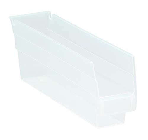 QUANTUM STORAGE SYSTEMS K-QSB100CL-12 12-Pack Plastic Shelf Bin Storage Containers, 11-5/8 inch x 2-3/4 inch x 4 inch, Clear