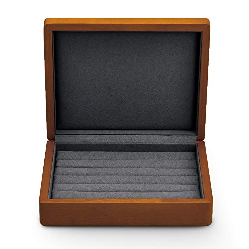 Oirlv Solid Wood Ring Jewelry Box Organizer Earrings Jewelry Drawer Organizer Tray with Lid (Grey)