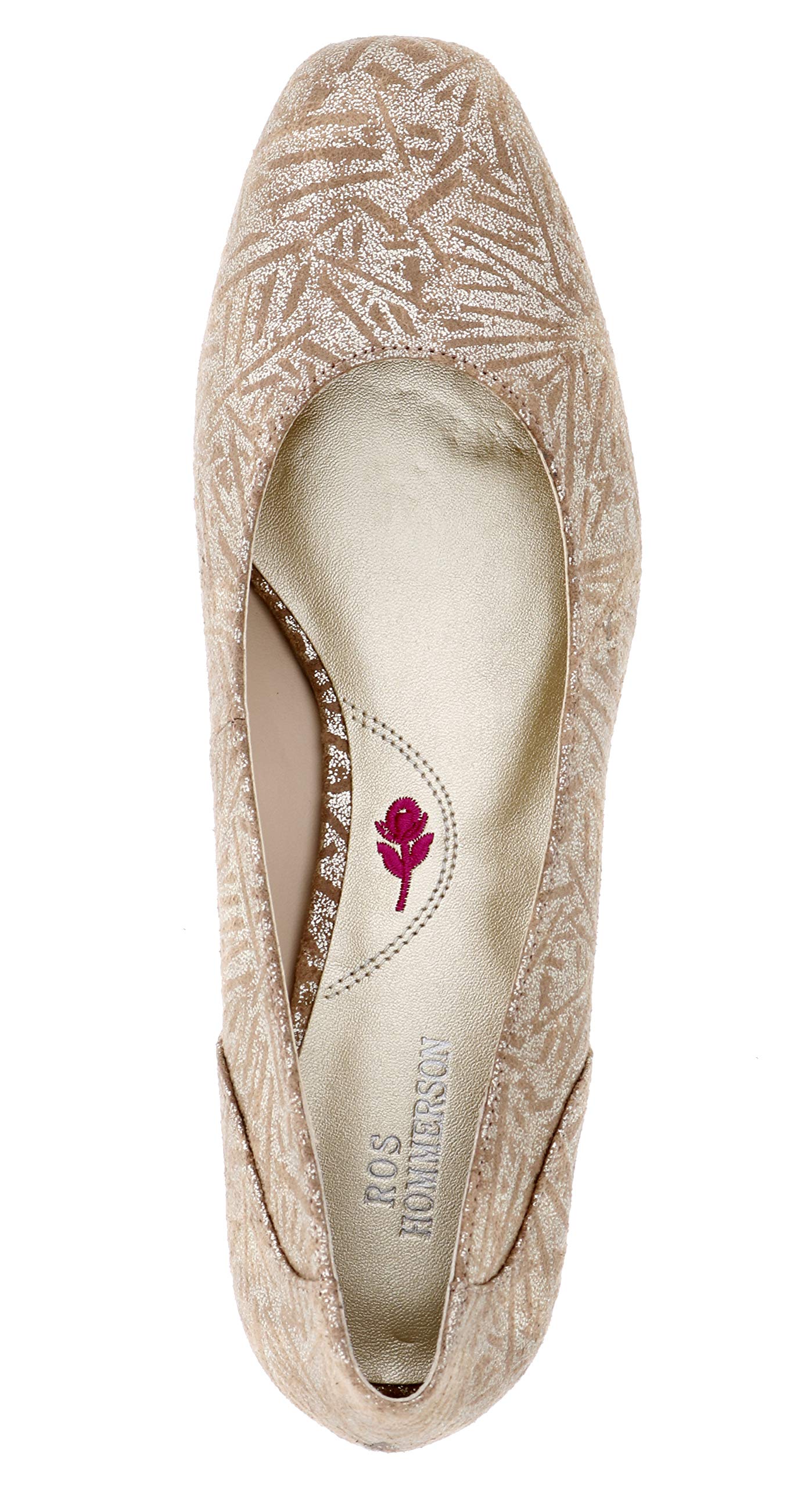 Ros Hommerson Women's Tabitha Tan Foil Print Textile Dress-Casual Wedge Pump, 12 X-Narrow (4A) US