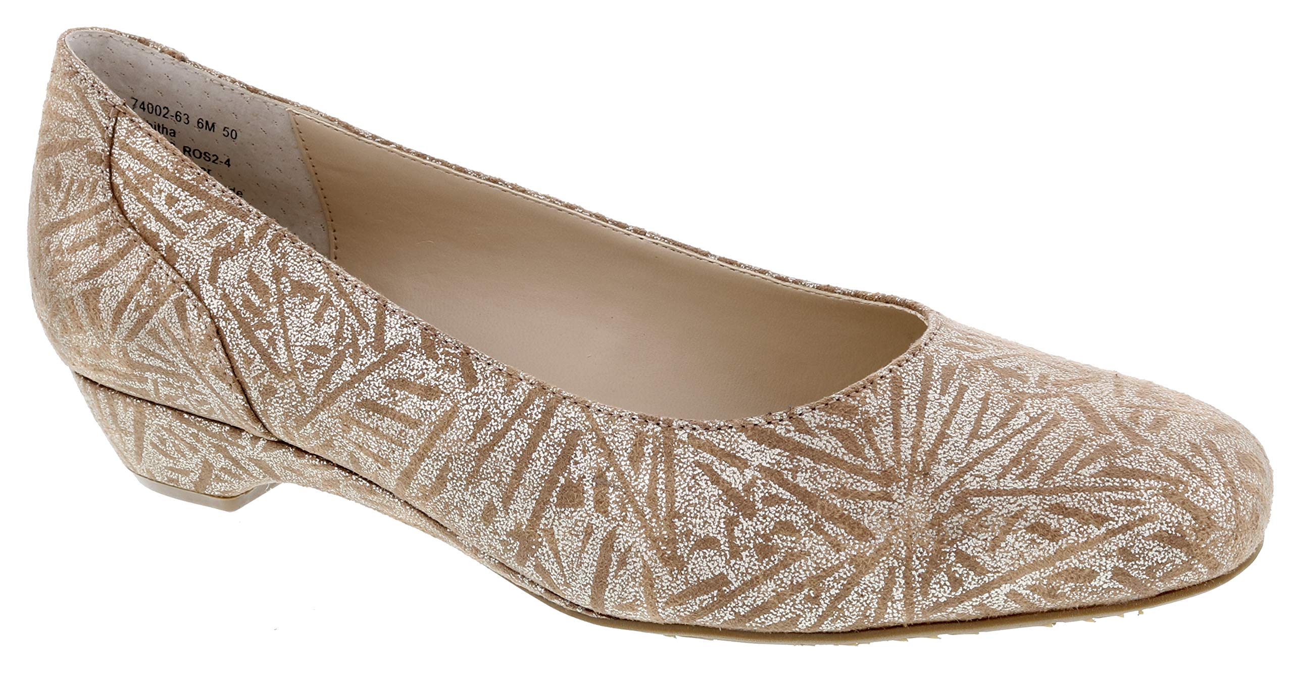Ros Hommerson Women's Tabitha Tan Foil Print Textile Dress-Casual Wedge Pump, 12 X-Narrow (4A) US
