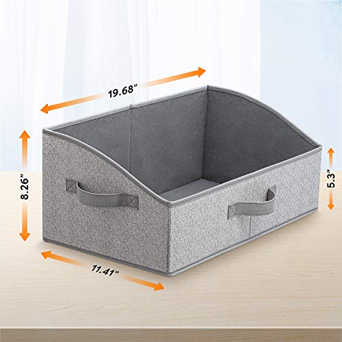 artsdi Set of 4 Large Capacity Storage Bins and Baskets with Handles, Closet Shelf Organizer Bins, Foldable Trapezoid Storage Box for Shelves,Clothes,Baby Toiletry,Toys,Towel,DVD,Book, Jumbo,Gray