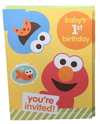 Sesame Street Babys 1st Birthday Party Invitations Elmo 10 Cards