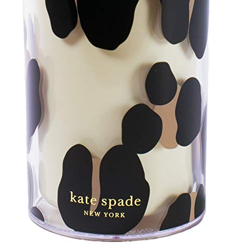 Kate Spade New York Insulated Tumbler with Reusable Straw, Leopard Print 20 Ounce Acrylic Travel Cup with Lid, Forest Feline
