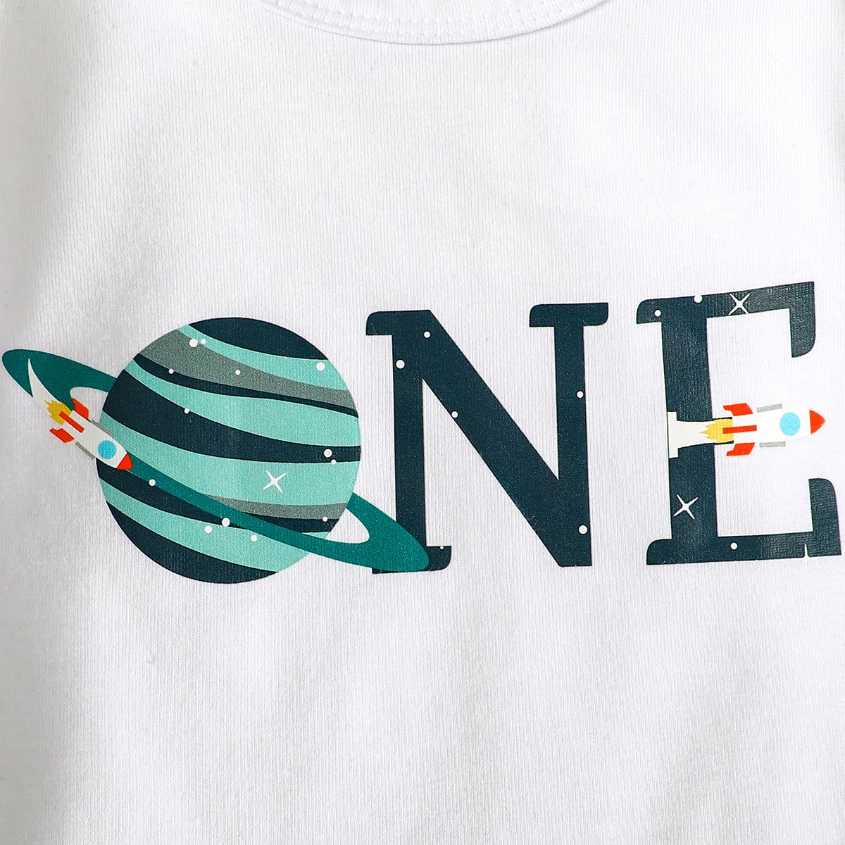 Baby Boy 1st Birthday Outfit Infant Boy First Birthday Clothes Boy Astronauts Cake Smash Bodysuit (White,12-18 Months)