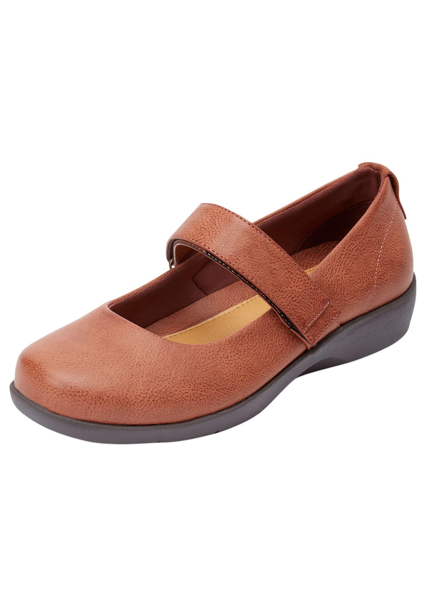 Comfortview Carla Mary Jane Flat Women's Casual Shoes (Wide Widths Available) - 10 WW, Brown