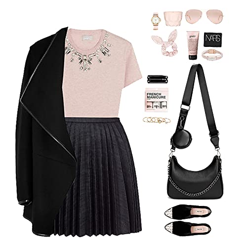 Small Crossbody Hobo Handbags for Women, Multipurpose Soft Shoulder Bag Lightweight Retro Tote Bag with Coin Purse 2pcs/set
