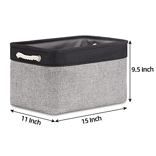 Bidtakay Baskets Set Fabric Storage Bins-Black&Grey Bundled Baskets of 3 Medium Baskets 15" X 11" X 9.5" + 6 Small Baskets 11.8" X 7.8" X 5"