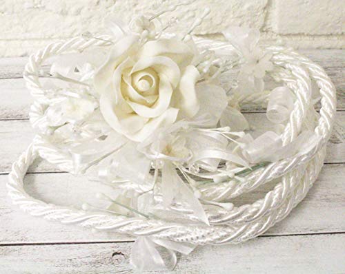 Beautiful Pure All White Intertwine Embellishment Accent Rope Migajon Lazo Wedding Lasso Traditional Lazos De Boda Tradicional Bridal Gift Box Union