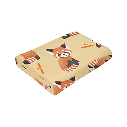 PAVQWEJ Flannel Fleece Throw Blanket,Cute Red Panda and Bamboo Home Decor Perfect for Bed and Sofa Blankets with Pillowcase Cover(18"x 18") for All Season Microfiber Durable Couch Blankets(50"x 40")