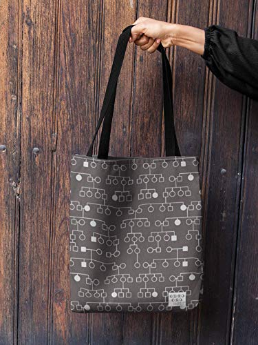 Family Tree Tote Bag - 15x15 inch Pedigree Purse for Genetics and Science Lovers, Girls in STEM