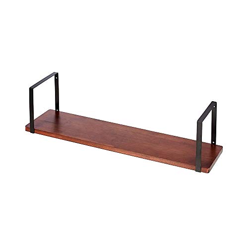 Coral Flower Floating Shelves Wall Mounted, 31", Rustic Wood Wall Storage Shelves for Home Decor Bedroom, Living Room, Bathroom, Kitchen, Office, Black and Brown