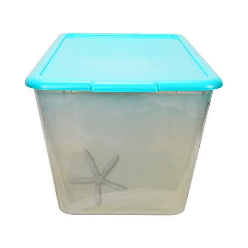 SIMPLYKLEEN 14.5-gal. Reusable Stacking Plastic Storage Containers with Lids, Seaside Beach (Pack of 4) Made in the USA