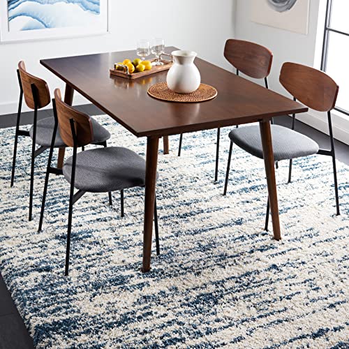 SAFAVIEH Hudson Shag Collection 7' Square Ivory / Slate Blue SGH299A Modern Abstract Non-Shedding Living Room Bedroom Dining Room Entryway Plush 2-inch Thick Area Rug
