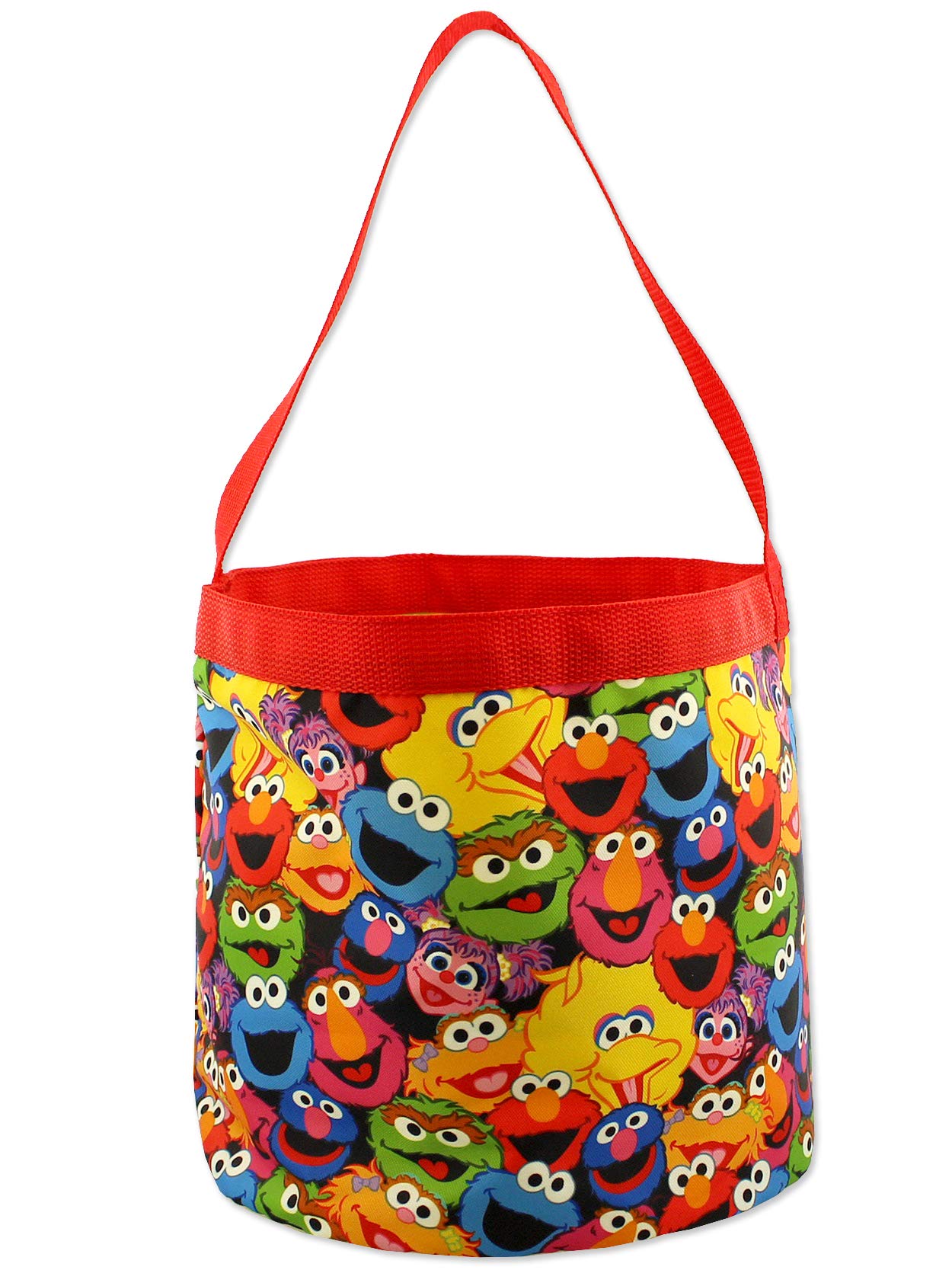 Sesame Street Elmo Boys Girls Collapsible Nylon Gift Basket Bucket Tote Bag (One Size, Red/Multi)