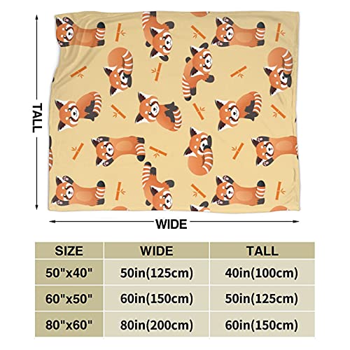 PAVQWEJ Flannel Fleece Throw Blanket,Cute Red Panda and Bamboo Home Decor Perfect for Bed and Sofa Blankets with Pillowcase Cover(18"x 18") for All Season Microfiber Durable Couch Blankets(50"x 40")