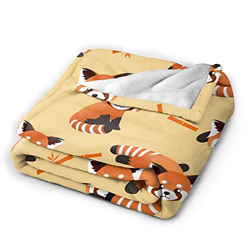 PAVQWEJ Flannel Fleece Throw Blanket,Cute Red Panda and Bamboo Home Decor Perfect for Bed and Sofa Blankets with Pillowcase Cover(18"x 18") for All Season Microfiber Durable Couch Blankets(50"x 40")
