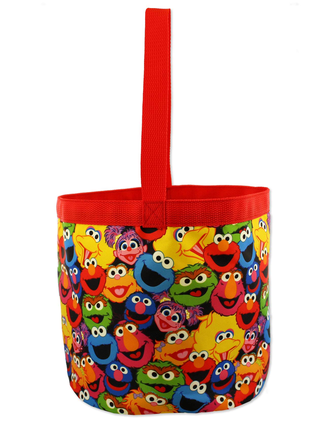 Sesame Street Elmo Boys Girls Collapsible Nylon Gift Basket Bucket Tote Bag (One Size, Red/Multi)