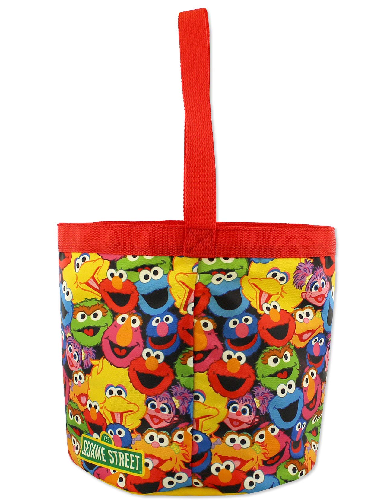 Sesame Street Elmo Boys Girls Collapsible Nylon Gift Basket Bucket Tote Bag (One Size, Red/Multi)