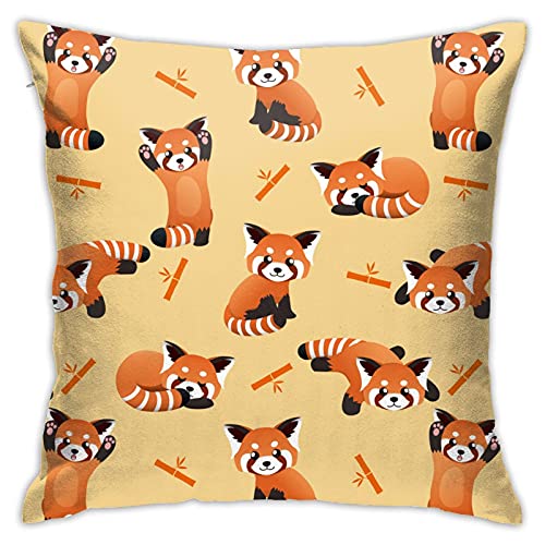 PAVQWEJ Flannel Fleece Throw Blanket,Cute Red Panda and Bamboo Home Decor Perfect for Bed and Sofa Blankets with Pillowcase Cover(18"x 18") for All Season Microfiber Durable Couch Blankets(50"x 40")