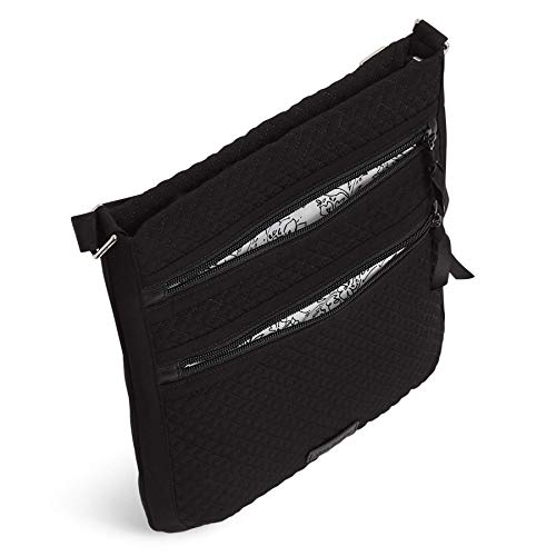 Vera Bradley Women's Microfiber Triple Zip Hipster Crossbody Purse, True Black, One Size