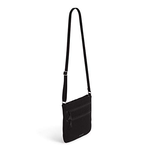 Vera Bradley Women's Microfiber Triple Zip Hipster Crossbody Purse, True Black, One Size