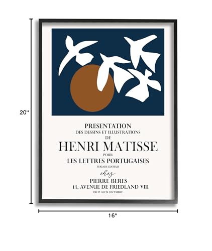 Stupell Industries Historic Matisse Birds Flying Sun Collage Flyer, Design by Ros Ruseva Blue 16 x 20