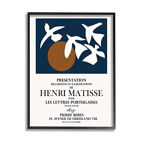 Stupell Industries Historic Matisse Birds Flying Sun Collage Flyer, Design by Ros Ruseva Blue 16 x 20