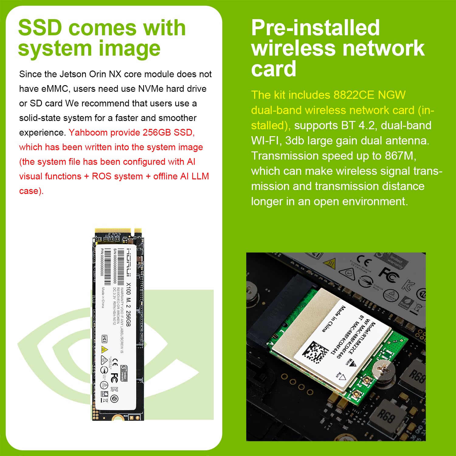 Yahboom Jetson Orin NX 8GB 117TOPS Development Kit for AI Edge Provide ROS Programming Courses Based on Core Module Ubuntu22.04 (Orin NX 8GB Basis Kit)