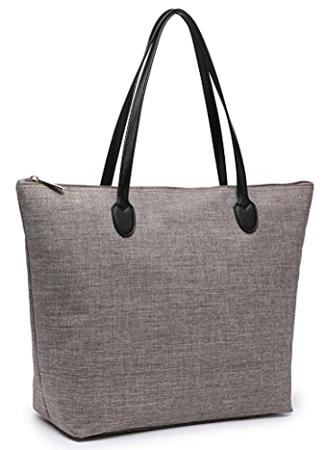 NNEE Water Repellent Light Weight Nylon Polyester Tote Bag Teacher Handbag - Medium, Brown