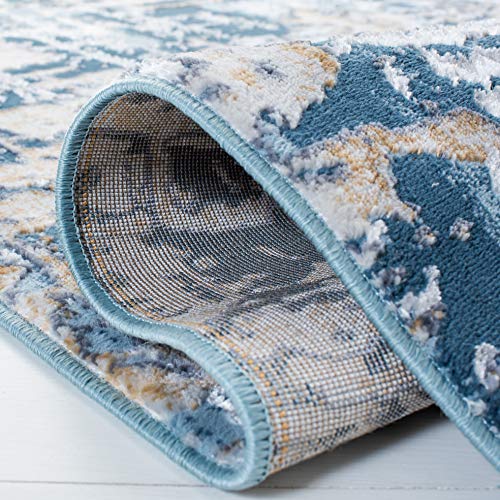 SAFAVIEH Lagoon Collection 5'5" x 7'7" Blue/Gold LGN174M Distressed Non-Shedding Living Room Bedroom Dining Home Office Area Rug