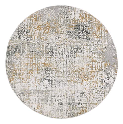 SAFAVIEH Vogue Collection 9' Round Beige/Grey VGE117A Modern Abstract Area Rug